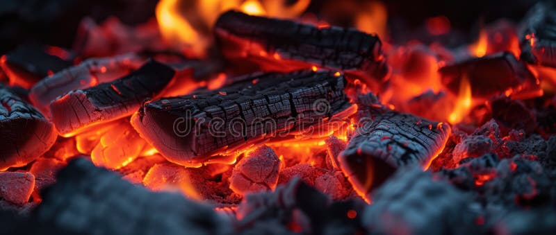 Glowing Embers in a Fireplace Stock Illustration - Illustration of ...