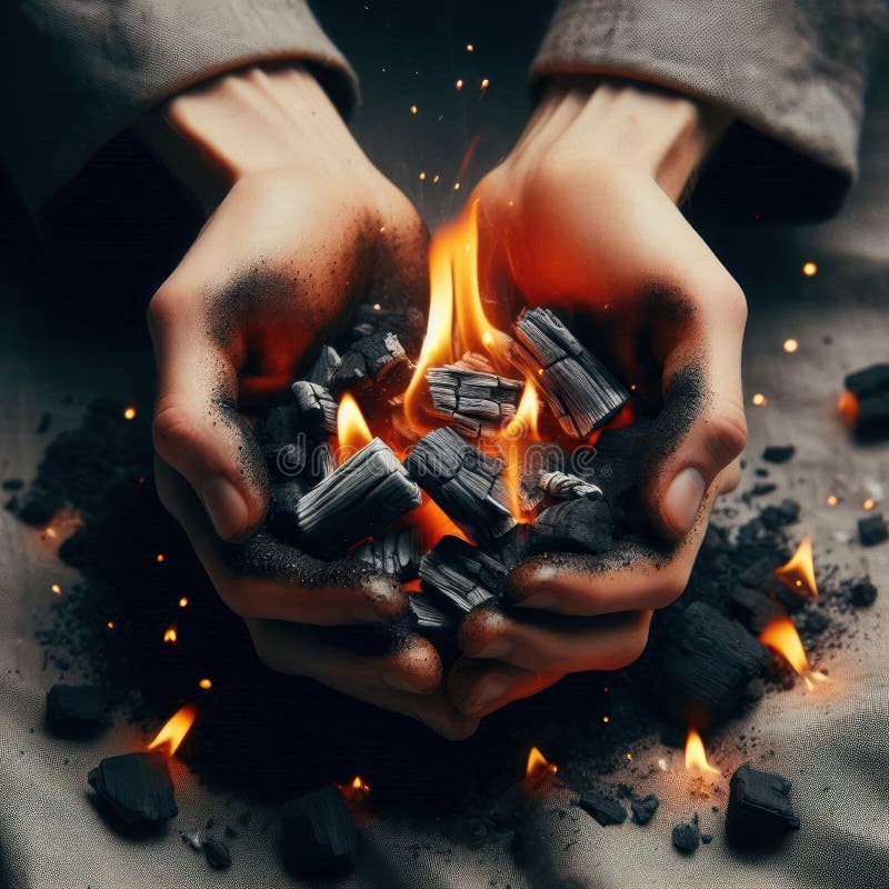 Glowing Embers in the Hands of Man. Stock Image - Image of ignition ...