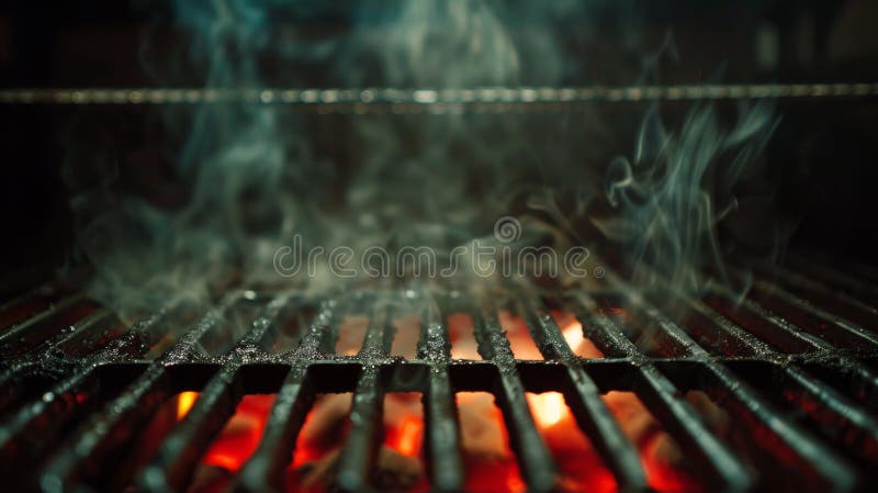 Glowing Embers and Rising Smoke from a Hot Barbecue Grill Stock Image ...