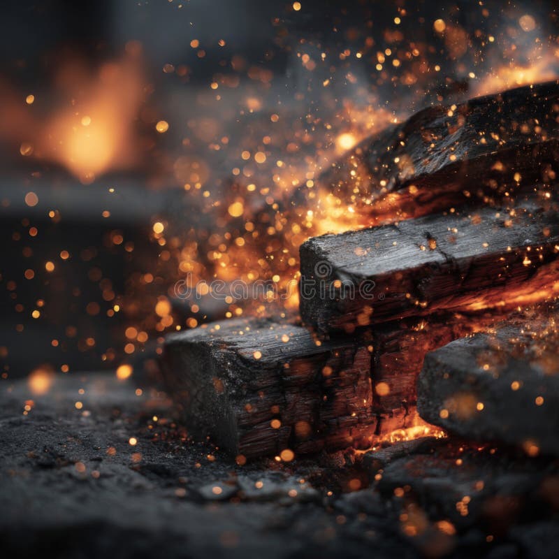 Glowing Embers and Sparks of a Burning Fire Stock Illustration ...