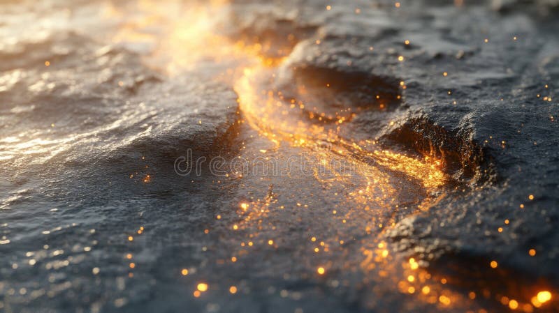 Glowing Embers and Sparks on Dark Rock Surface Stock Illustration ...