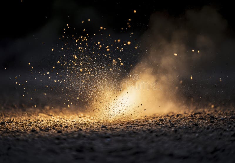 Glowing Embers and Sparks Explode on Dark Ground Stock Illustration ...