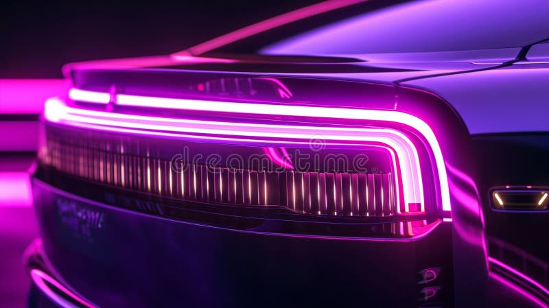 The Glowing Emblem of a Luxury Car Brand Backlit with a Soft Purple ...