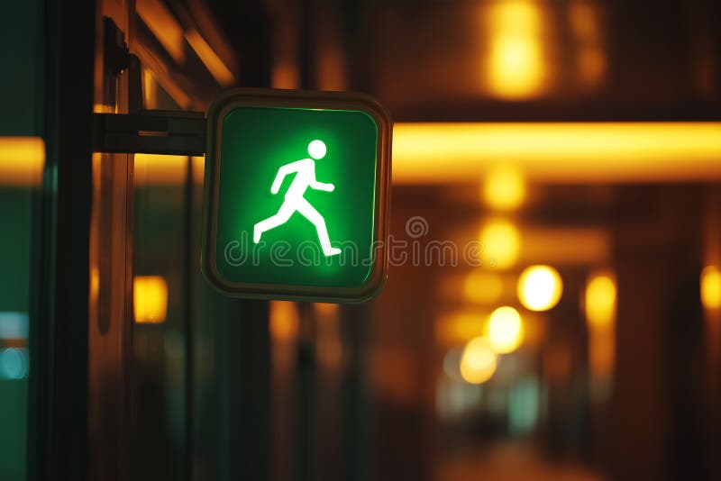 Emergency Exit Sign in Motion Stock Illustration - Illustration of exit ...