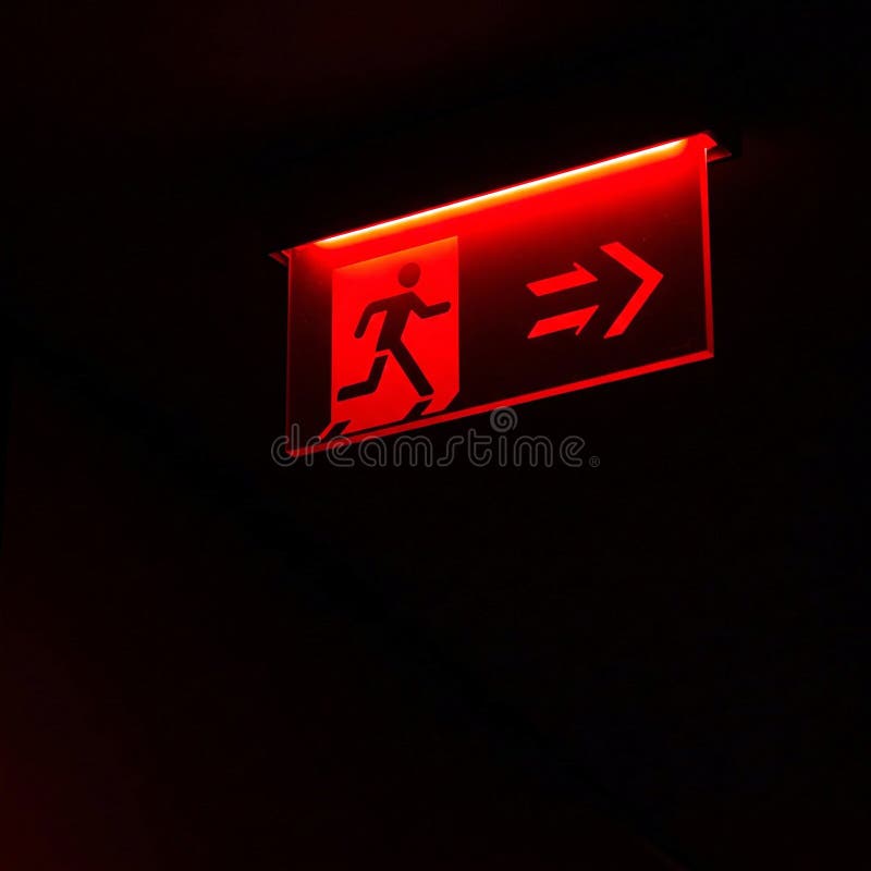 Glowing Emergency Exit Sign - AI Stock Illustration - Illustration of ...