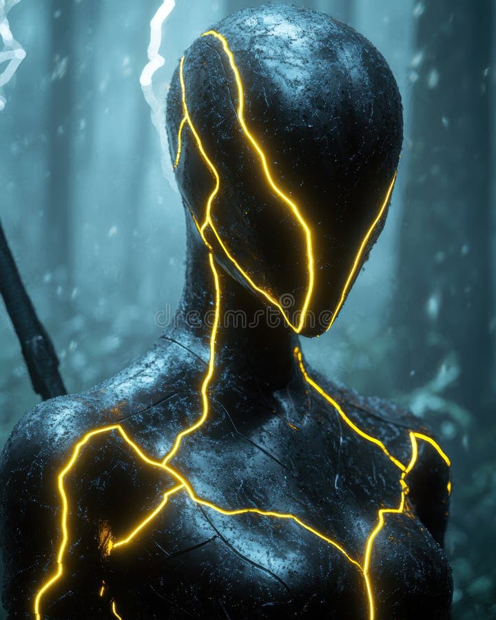 Glowing Energy Figure in Icy Environment Stock Illustration ...