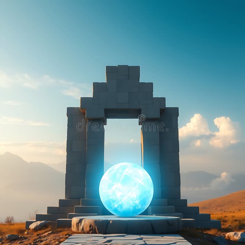 A Glowing Energy Orb Resting on an Ancient Stone Pedestal Stock ...