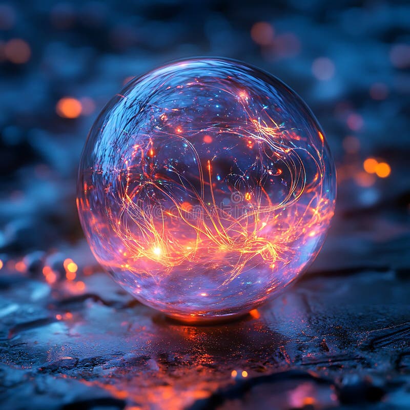 Abstract Glowing Sphere Energy Flow Dark Environment Stock Photos ...