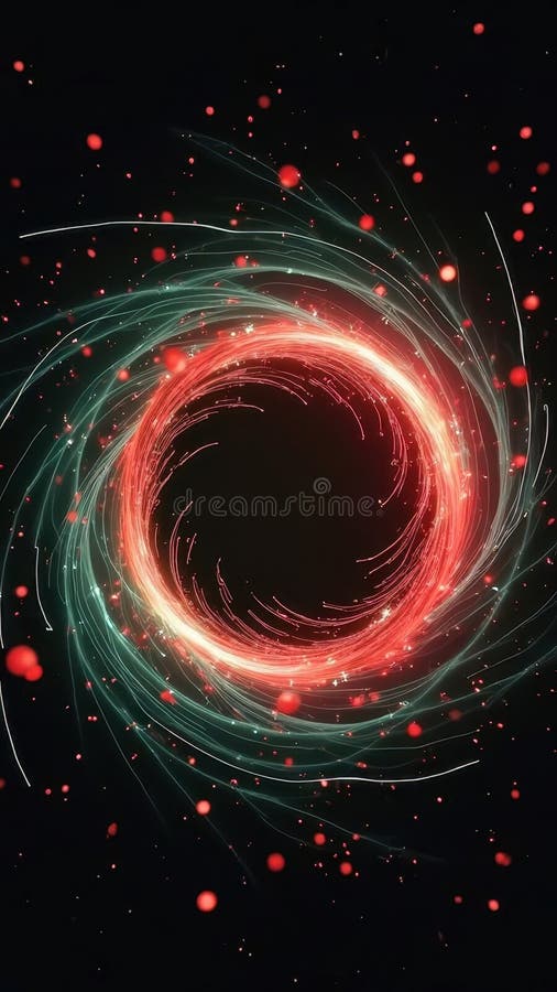 Glowing Energy Vortex in Space with Red and Green Swirls and Particles ...