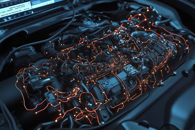 Glowing Engine Block of a High Performance Automotive Masterpiece Stock ...