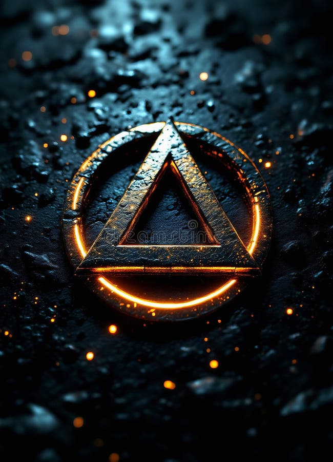 Glowing Enigmatic Triangle Symbol on Dark Background Stock Illustration ...