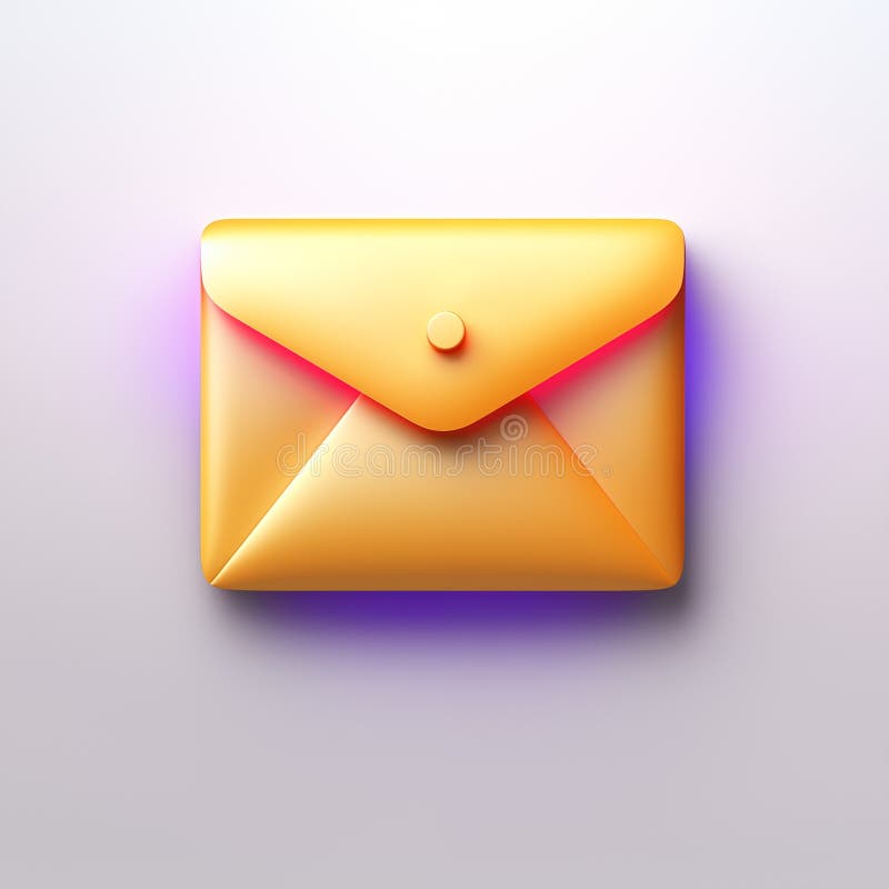 Glowing Envelope Letter Mail Mail Wallet White Background Yellow ...