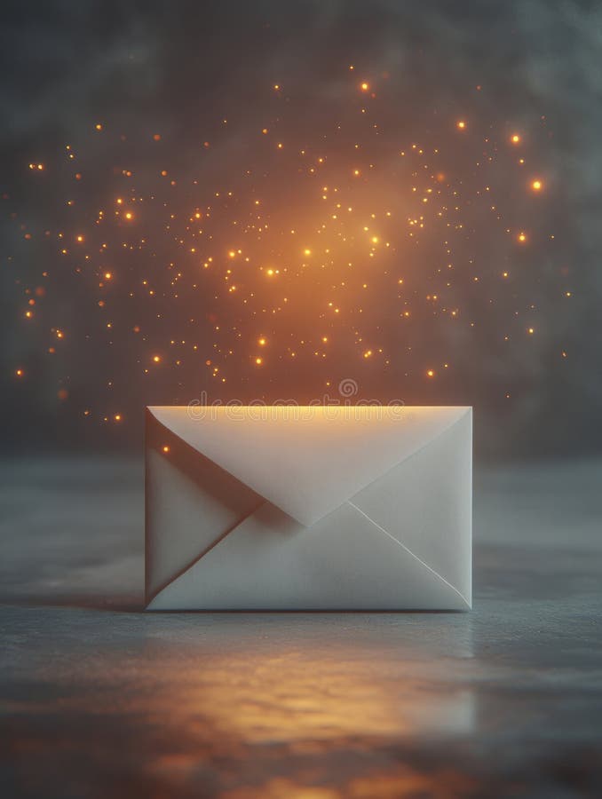 Glowing Envelope with Magical Sparkles Emerging. Stock Photo - Image of ...