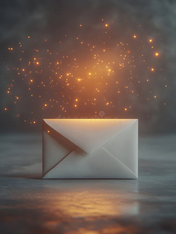 Glowing Envelope with Magical Sparkles Emerging. Stock Photo - Image of ...