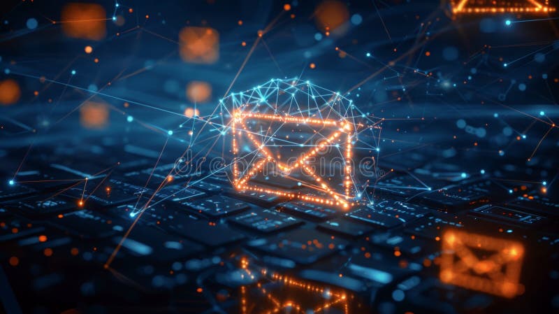 A Glowing Envelope Rests on Top of a Computer Keyboard Stock Image ...