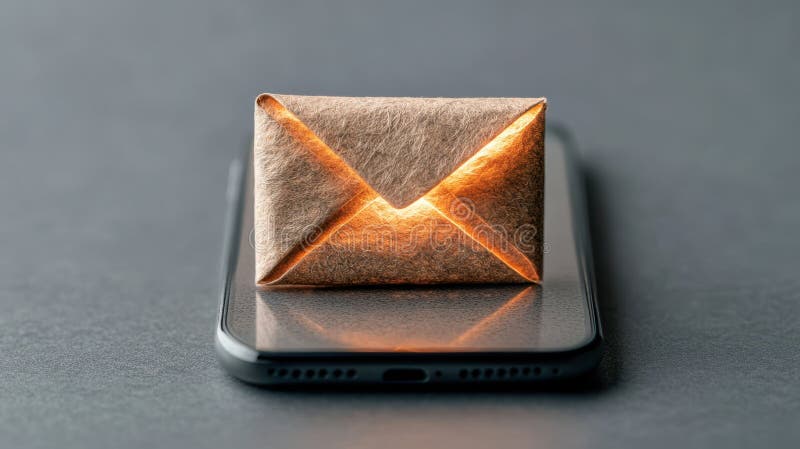Glowing Envelope Sits on a Mobile Device. Cyber Security Awareness ...