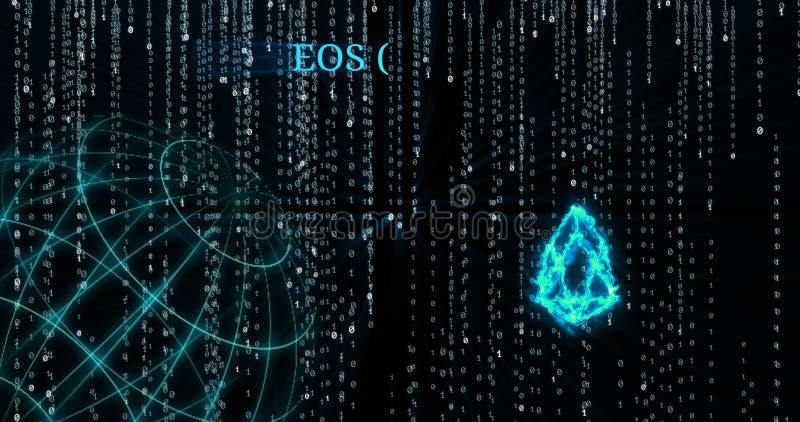 Glowing EOS EOS Symbol Against Falling Binary Code Symbols Stock Video ...