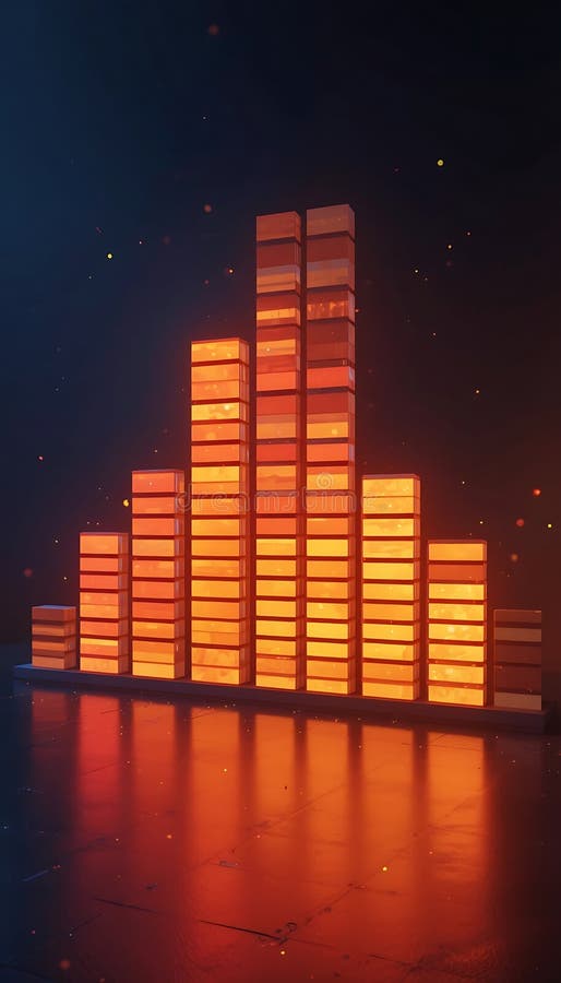 Glowing Equalizer Bars with Reflection on Dark Background for Audio ...