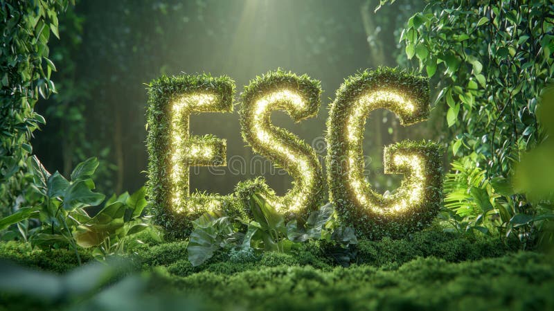 Glowing Esg Letters Made Greenery Lush Forest Symbolizing ...