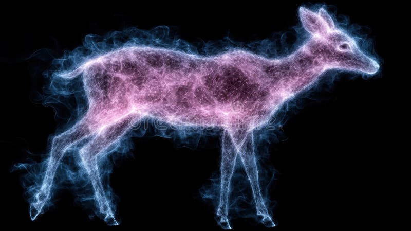 Glowing Ethereal Deer Silhouette Stock Illustration - Illustration of ...