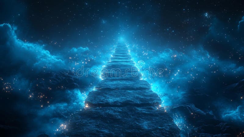 Cosmic Pathway with Glowing Stars and Clouds in a Dreamlike Scene Stock ...