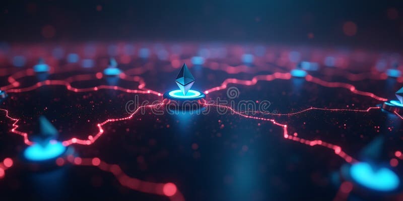 Glowing Ethereum Network with Interconnected Nodes Stock Photo - Image ...