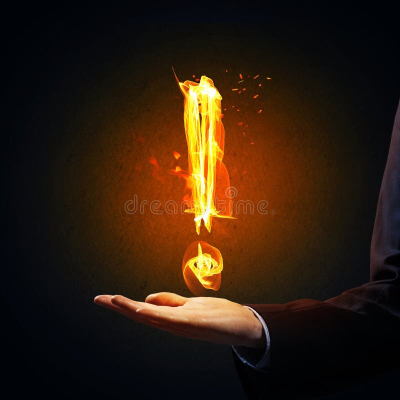 Glowing Exclamation Mark Moves on Black Background, Concept Draw ...