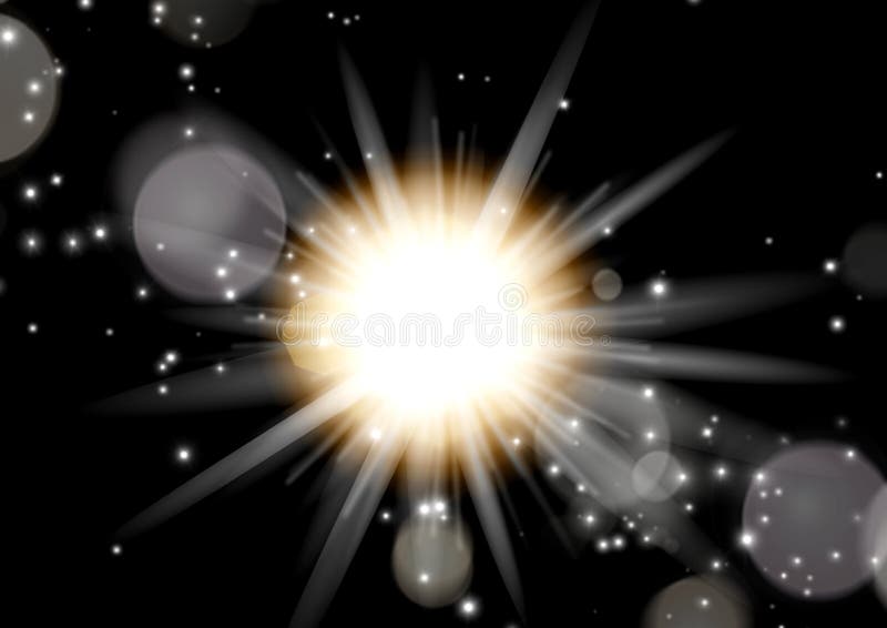 Glowing Explosion of Light on Black Background Stock Illustration ...