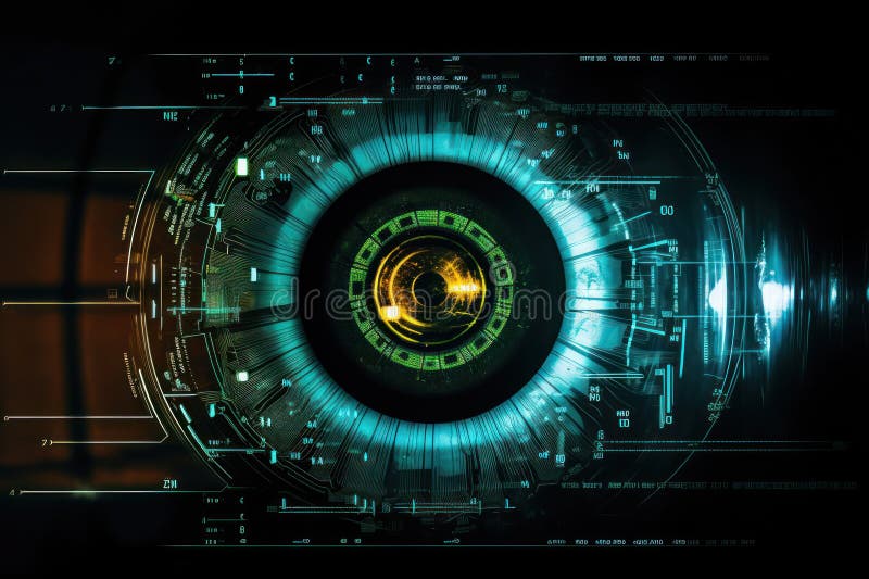 Glowing Eye on Computer Screen Stock Photo - Image of virtual ...