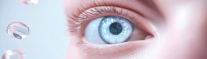 A Glowing Eye Features a Captivating Soft Blue Iris, Surrounded by ...