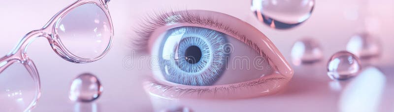 The Glowing Eye Features a Soft Blue Iris, with Floating Icons of ...