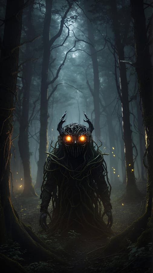 Glowing Eyes Peering from the Darkness Stock Illustration ...