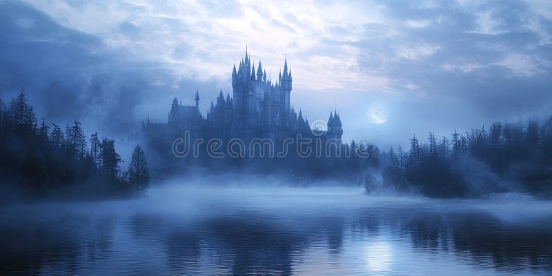 Glowing Fairy-Tale Castle in the Mist Creating a Magical and Enchanting ...