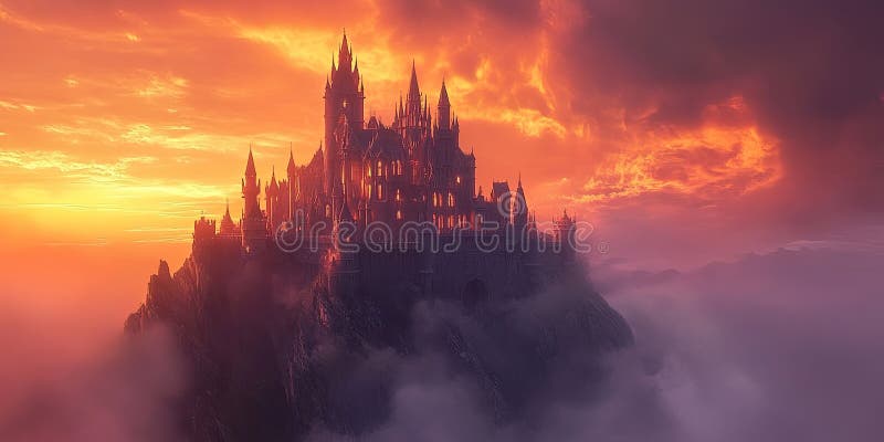 Glowing Fairy-Tale Castle in the Mist Creating a Magical and Enchanting ...