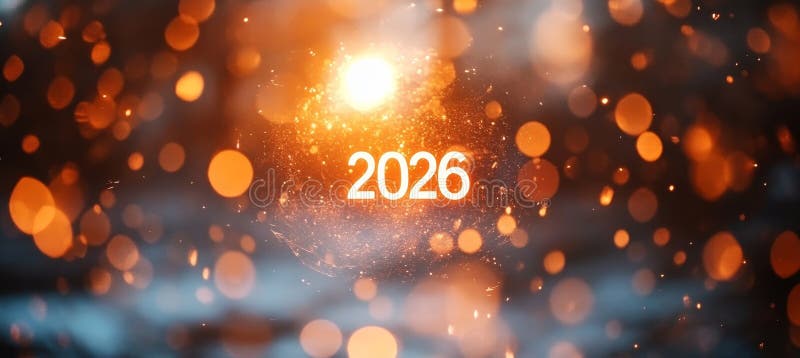 Glowing Festive Orange Background, New Year S Eve 2026, Out of Focus ...