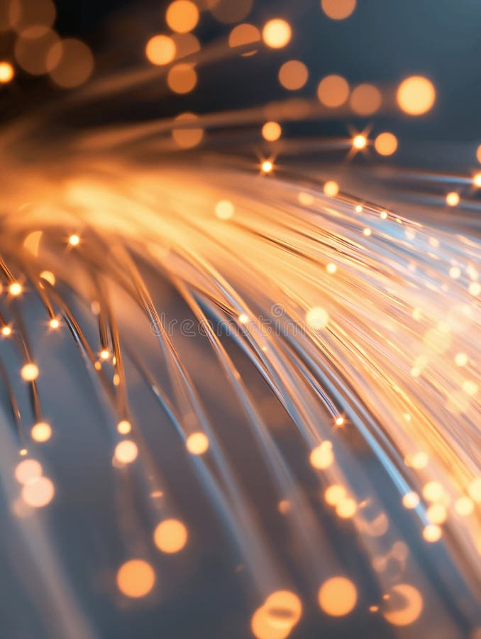 Glowing Fiber Optic Cables Close-Up: Technology and Connectivity Stock ...