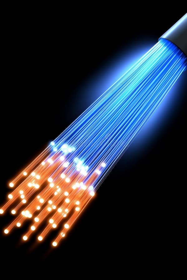 Glowing Fiber Optic Cables Symbol of High-Speed Data Transmission and ...
