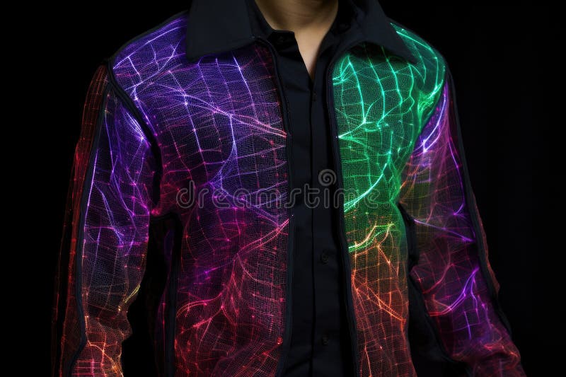 Glowing Fiber Optic Fabric Woven into a Jacket Stock Illustration ...