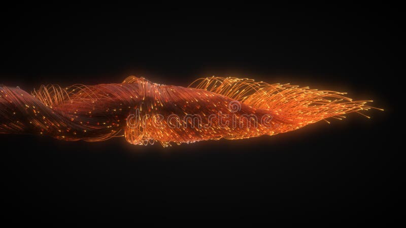 Glowing Fiber Optic Strings in Dark. 3d Illustration Stock Illustration ...