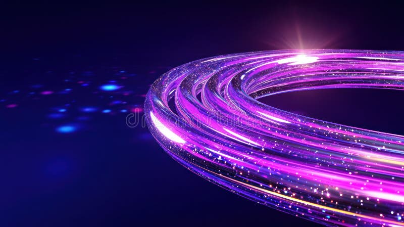 Glowing Fiber Optics in Matrix Grid High-Tech Showcase: Close-Up View ...