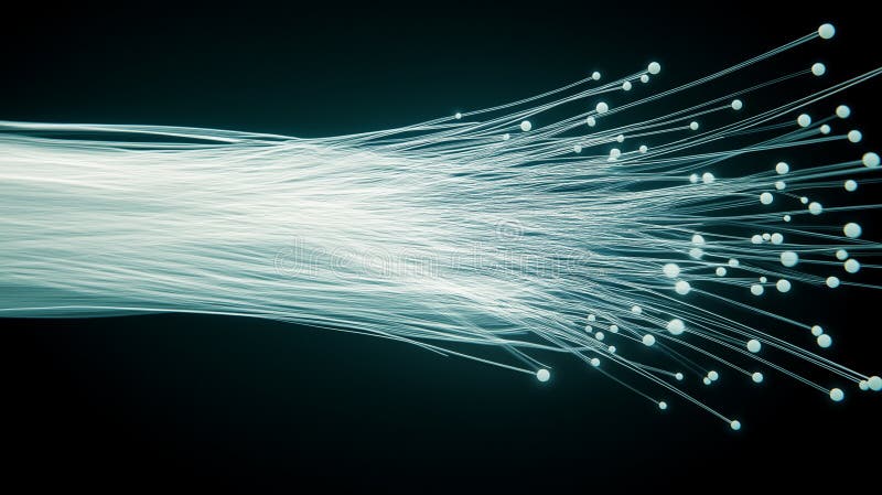Luminous Fiber Optic Strands Transmitting Digital Information ...