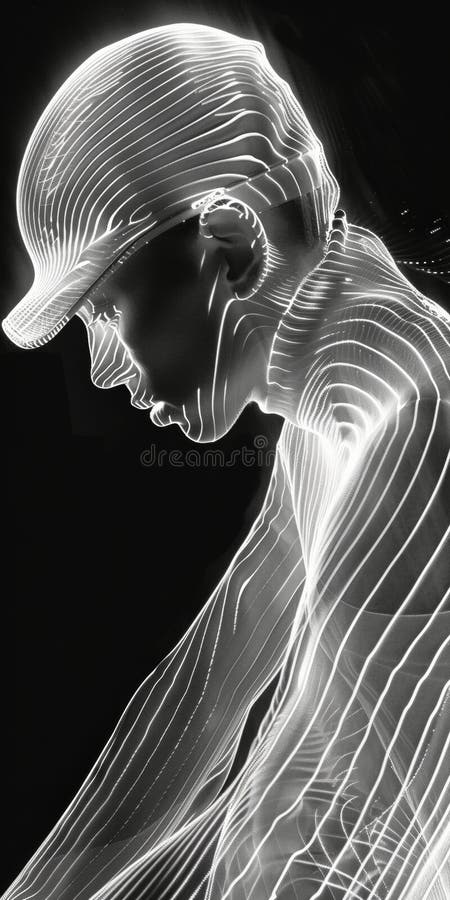 A Glowing Figure in Profile Contrasts Against a Dark Background ...