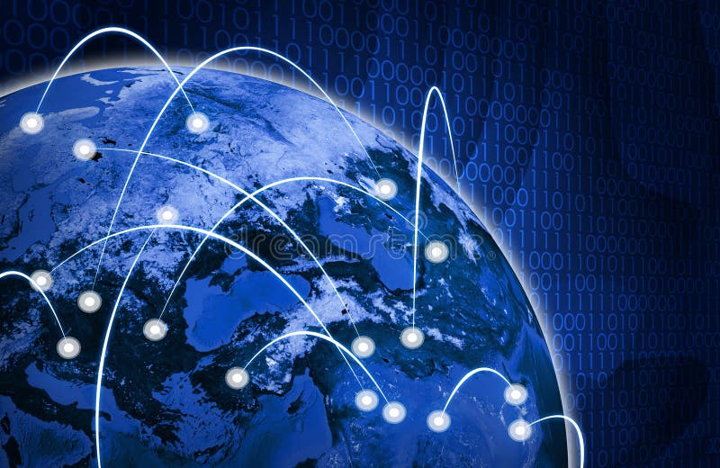 Glowing Figures And Earth. Hi-tech Background Stock Illustration ...