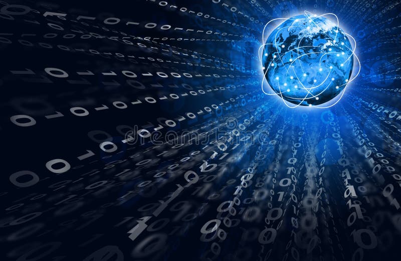 Glowing Figures and Earth. Hi-tech Background Stock Illustration ...