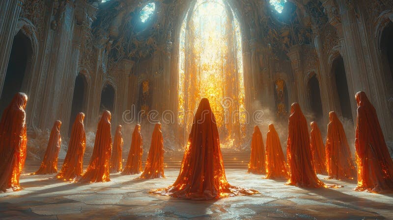 Glowing Figures in an Ornate Cathedral Setting Stock Photo - Image of ...