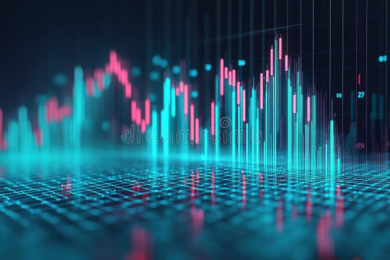 Glowing Financial Chart Showing Increasing Values in a Virtual Space ...
