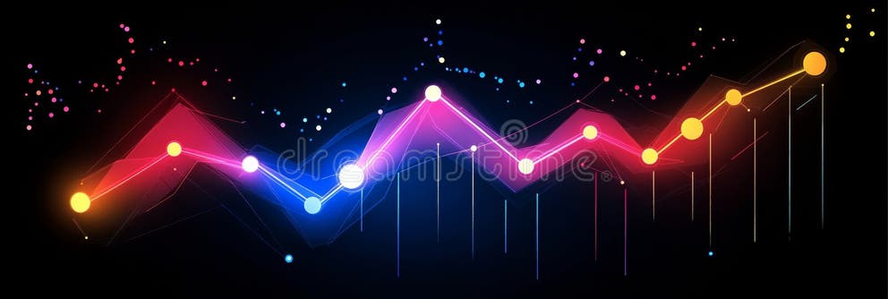 Glowing Financial Data Visualization with Line Graph and Column Chart ...
