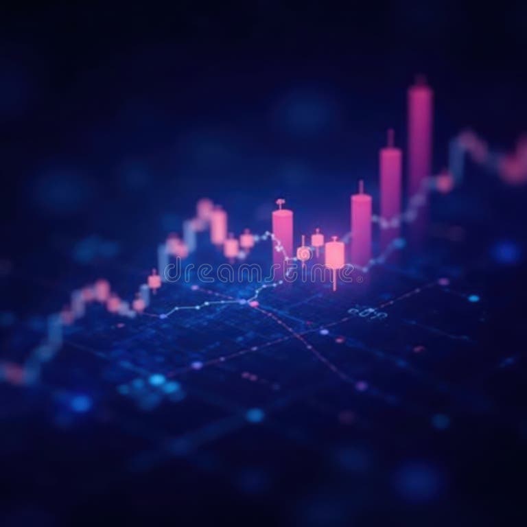 Glowing Financial Data Visualized on Dynamic Blue Chart with ...