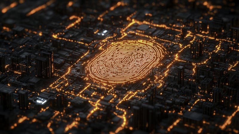 Glowing Fingerprint on Circuit Board, Digital Security Concept ...