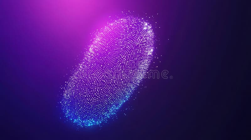 Glowing Fingerprint on Dark Background Digital Identity, Cybersecurity ...